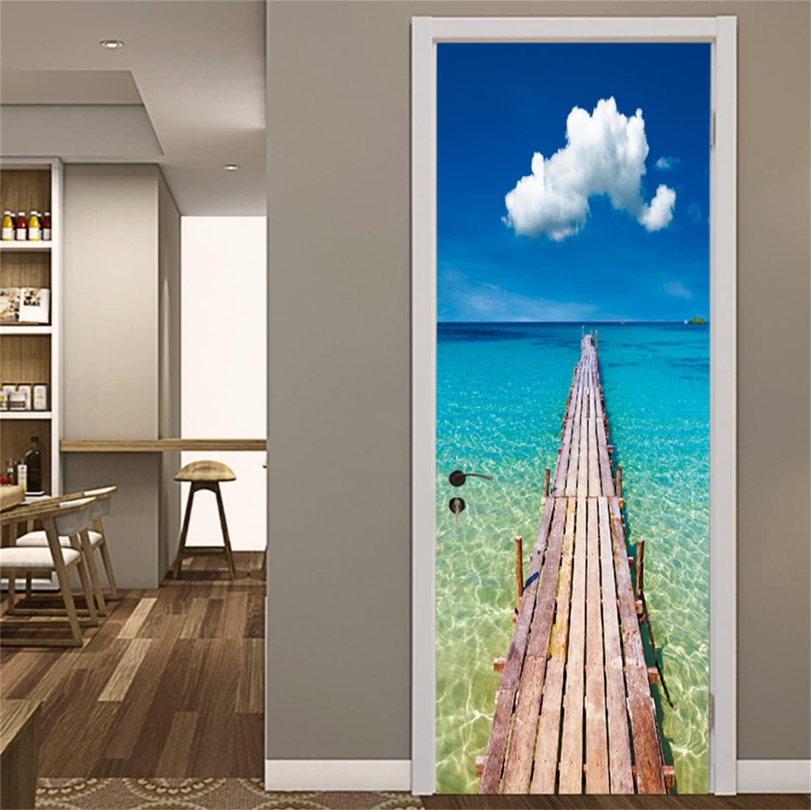 3D Drawbridge Door Stickers Peel and Stick Removable Door Wallpaper ...