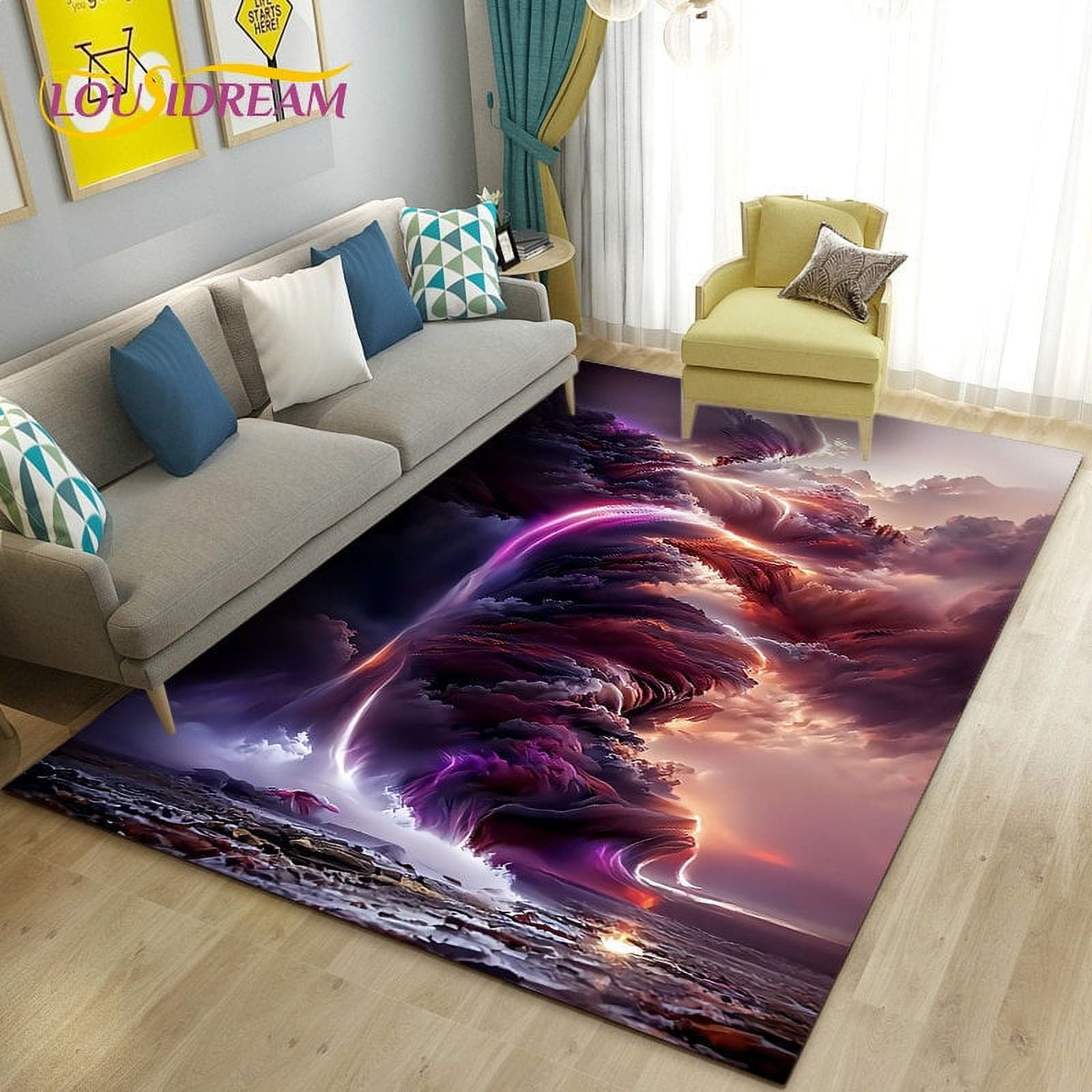 3D Dream Natural Tornado Cloud Area Rug Carpet Rug for Living Bedroom ...