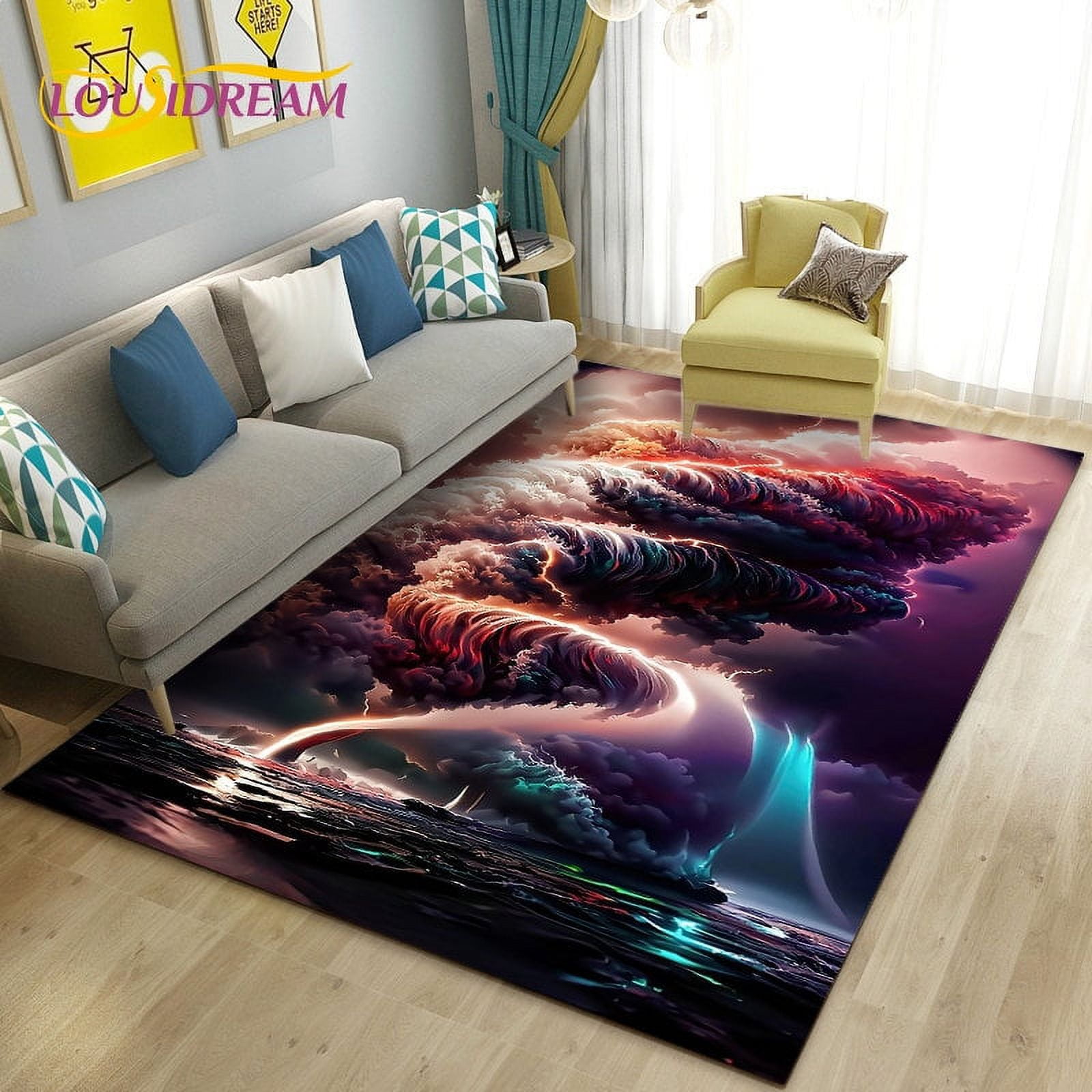 3D Dream Natural Tornado Cloud Area Rug Carpet Rug for Living Bedroom ...