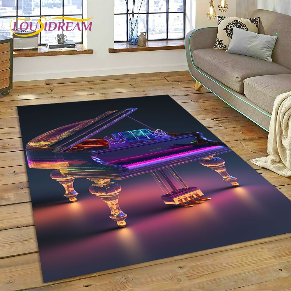 3D Dream Piano Key Music Instrument Cartoon Area Rug Large Carpet for ...