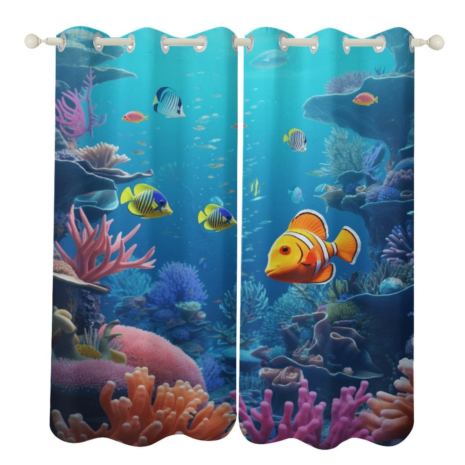 3D Dream Underwater World Fish Blackout Window Curtains for Bedroom ...