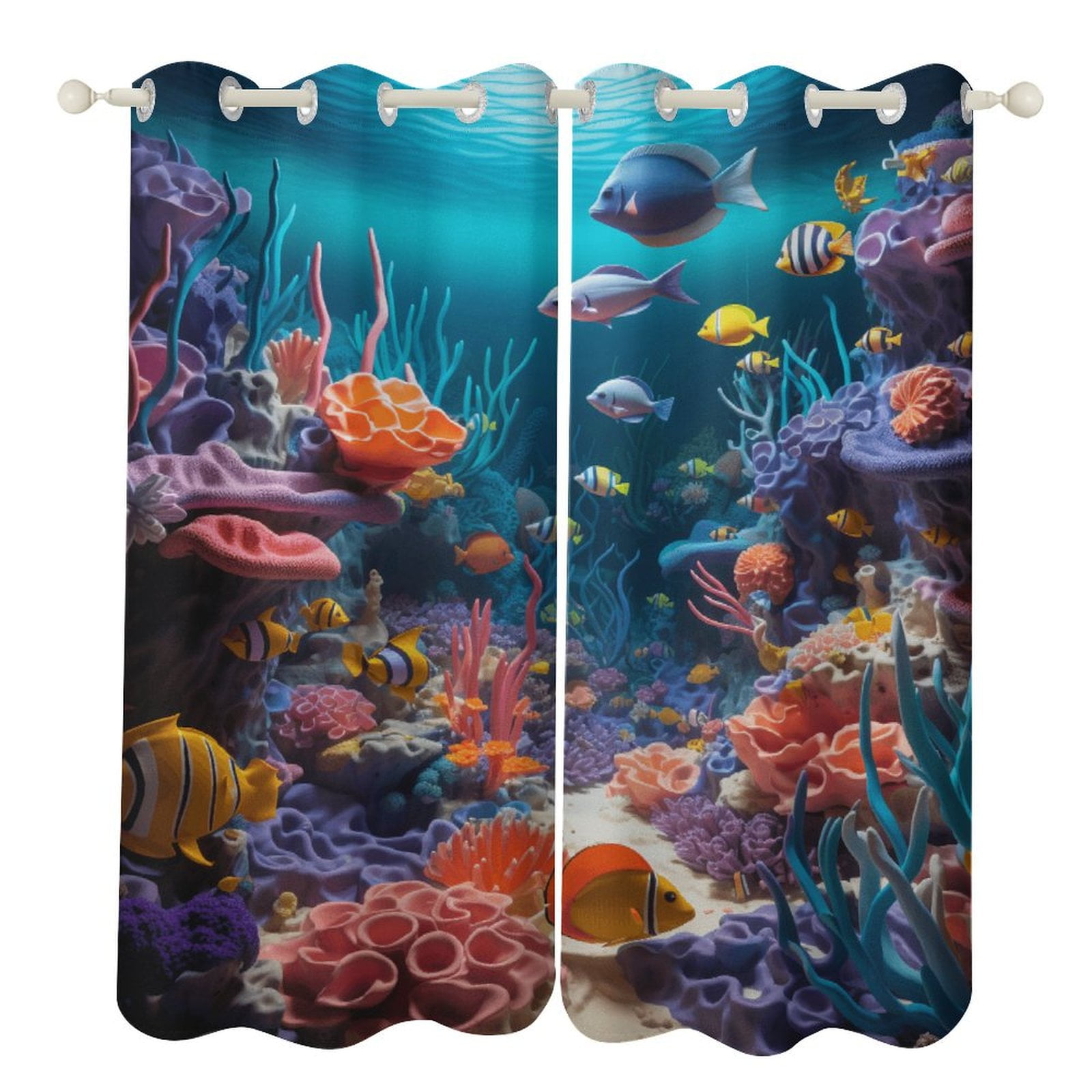 3D Dream Underwater World Fish Blackout Window Curtains for Bedroom ...