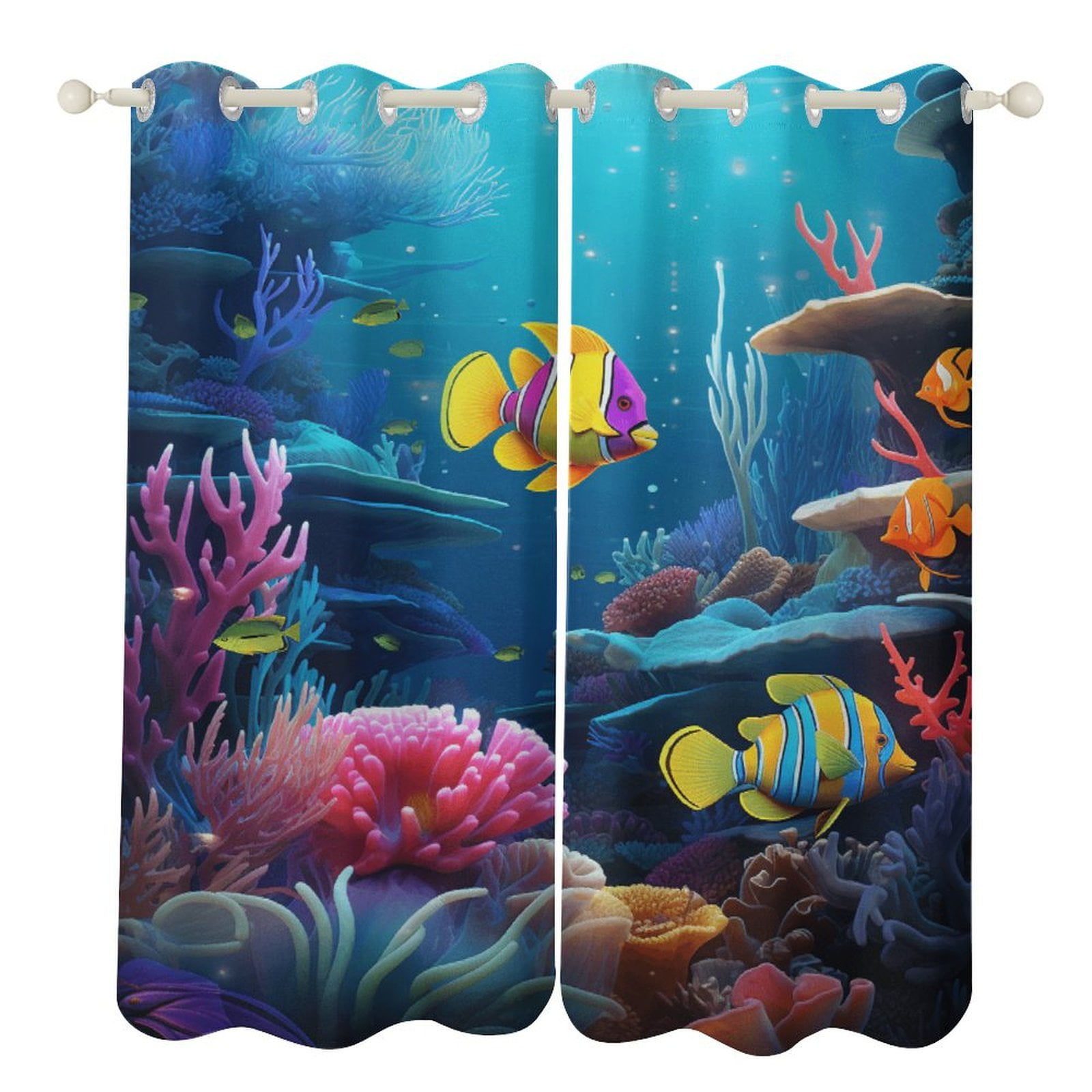 3D Dream Underwater World Fish Blackout Window Curtains for Bedroom ...