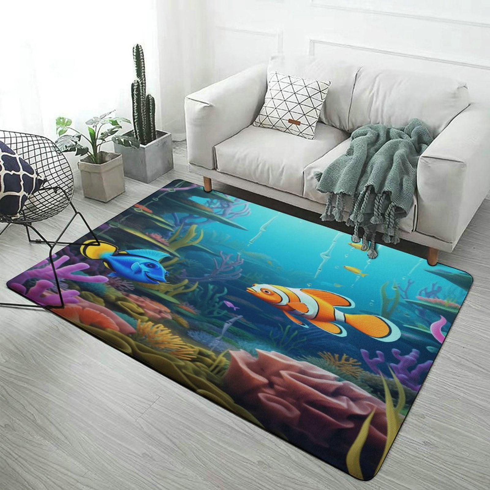 3D Dream Underwater World Fish Carpet Rug for Home Living Room Bedroom ...