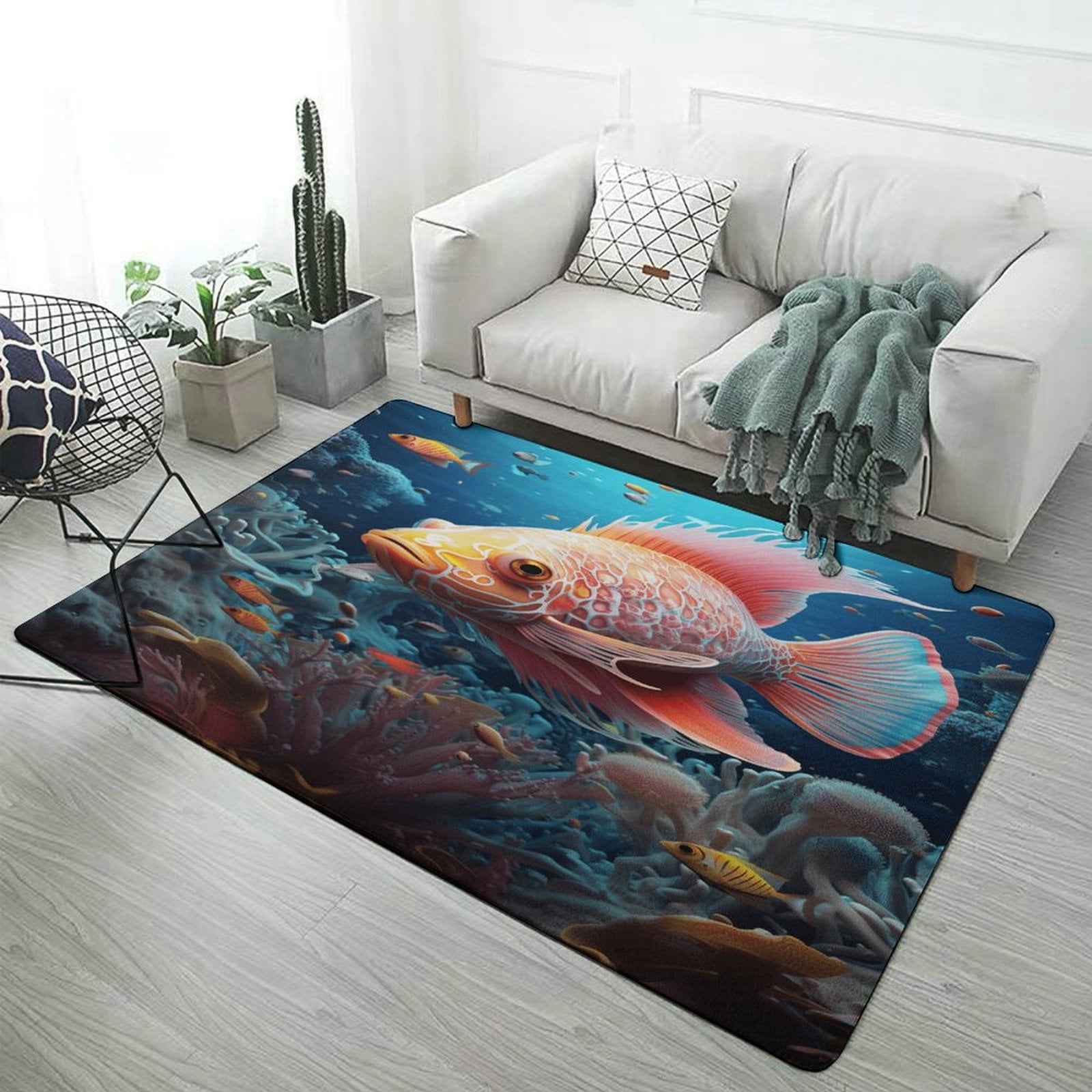 3D Dream Underwater World Fish Carpet Rug for Home Living Room Bedroom ...