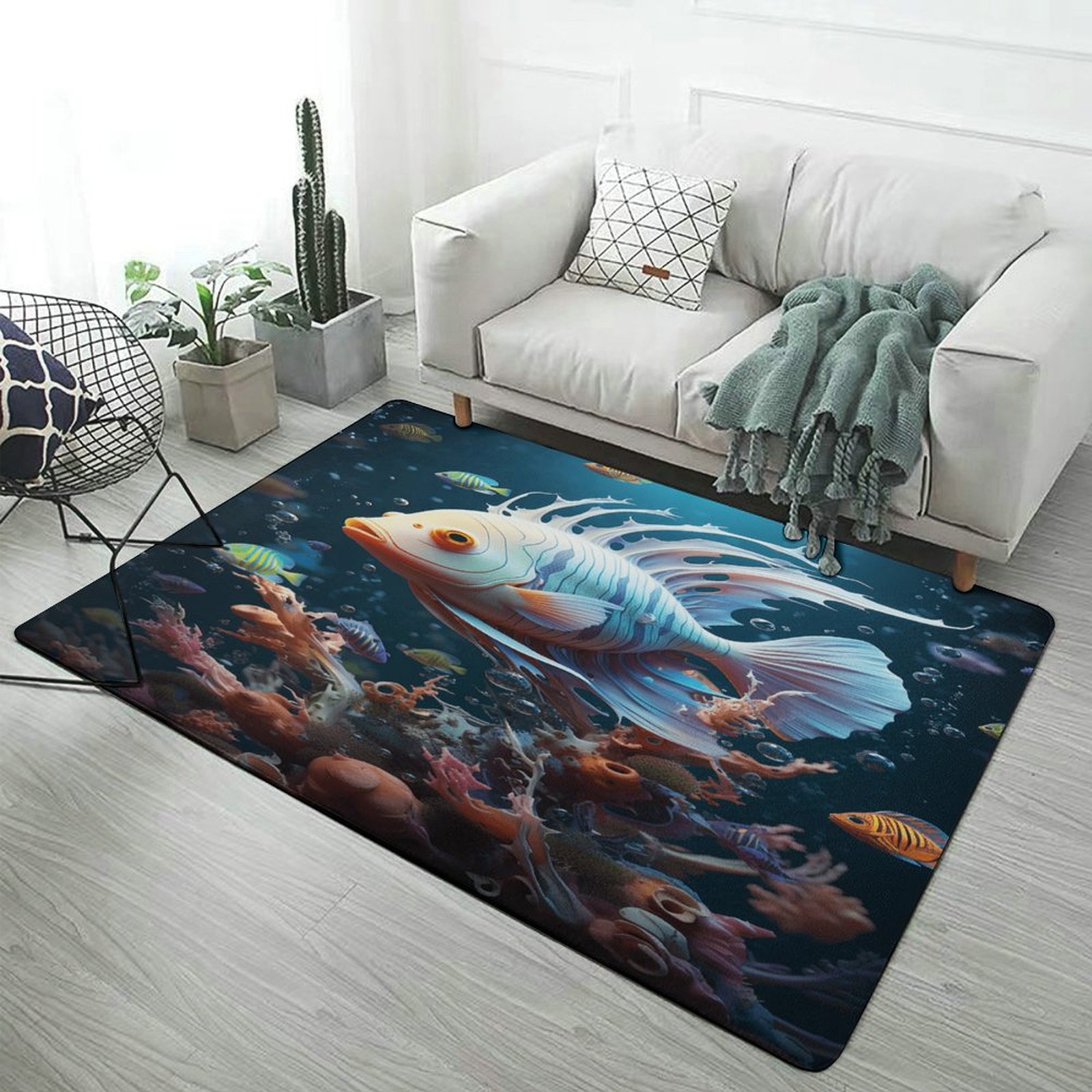 3D Dream Underwater World Fish Carpet Rug for Home Living Room Bedroom ...