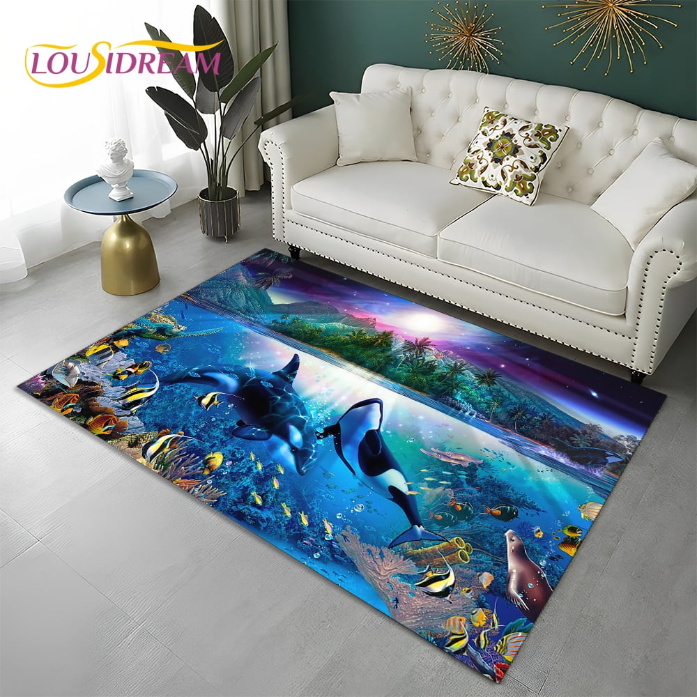 3D Dream Underwater World Fish Seabed Carpet Rug for Home Living Room ...