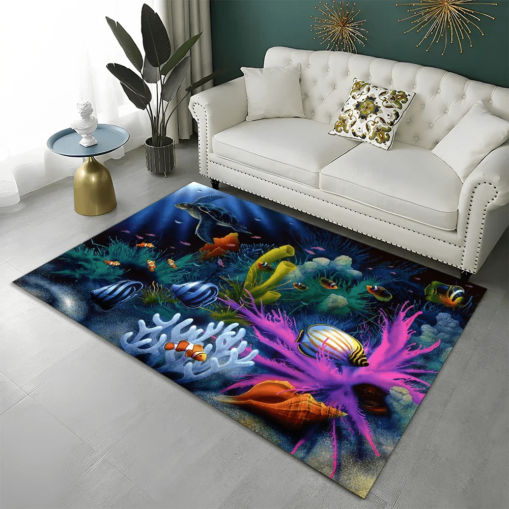 3D Dream Underwater World Fish Seabed Carpet Rug for Home Living Room ...