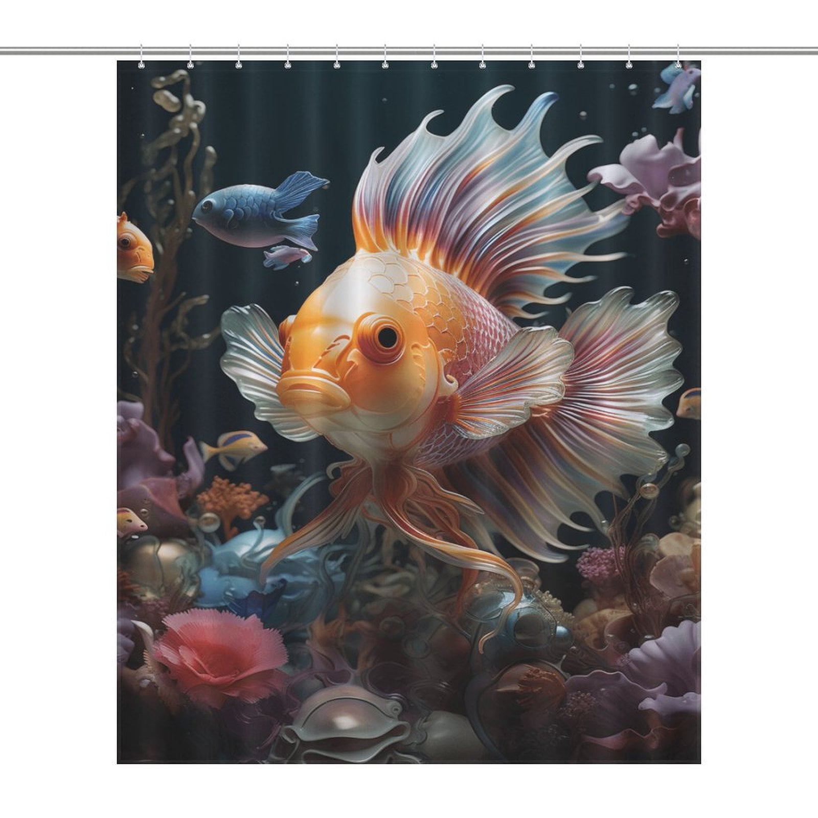3D Dream Underwater World Fish Shower Curtain Polyester Fabric Hanging ...