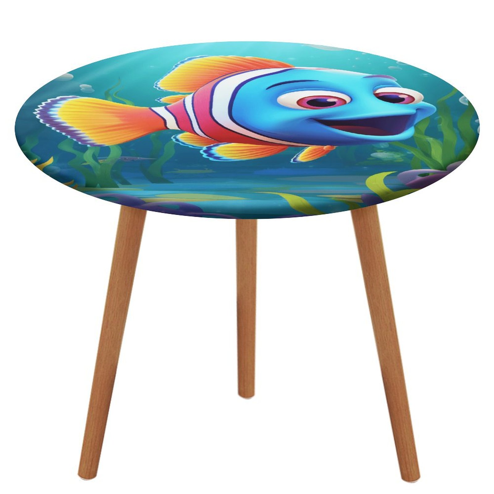 3D Dream Underwater World Fish Tablecloth Round Elastic Fitted ...
