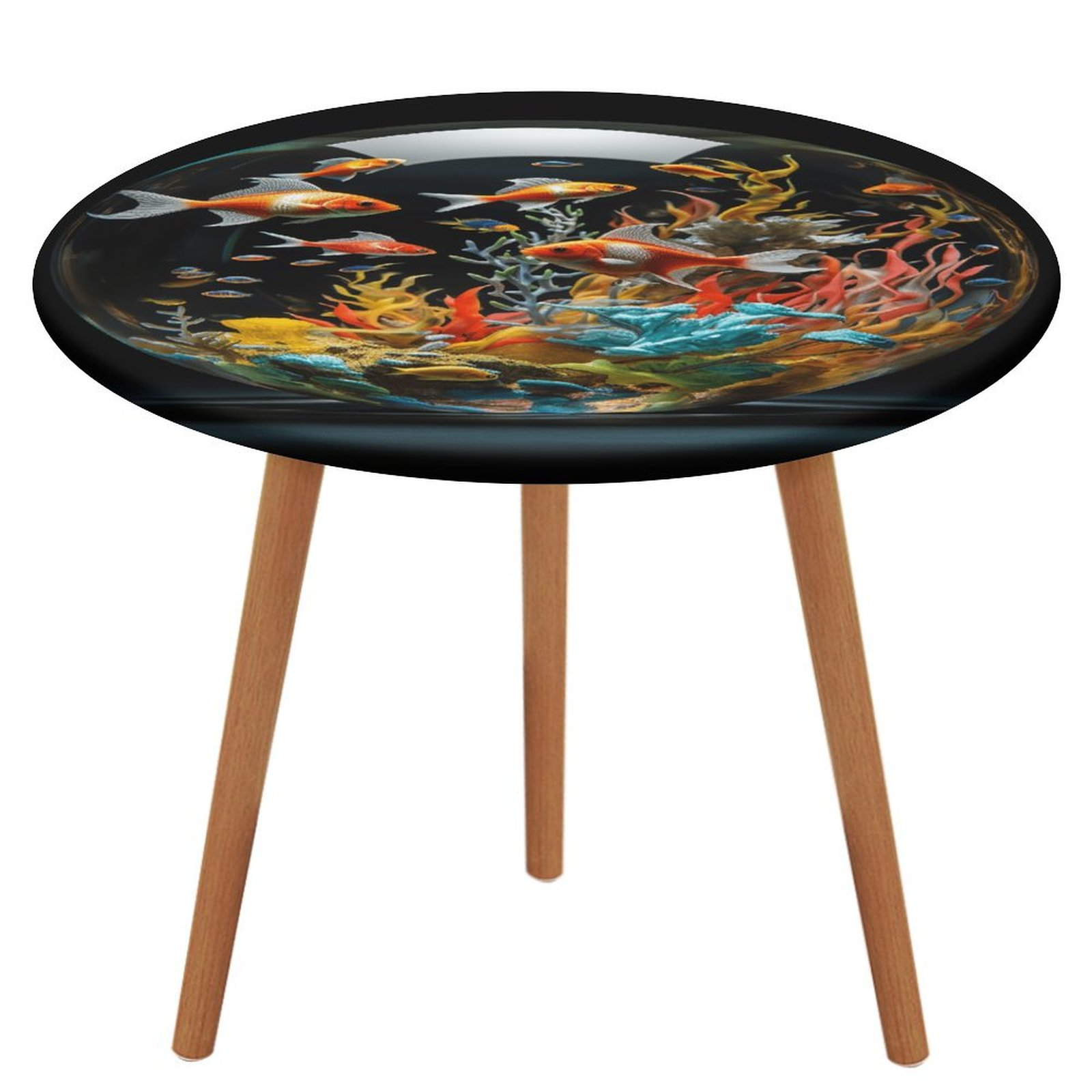 3D Dream Underwater World Fish Tablecloth Round Elastic Fitted ...