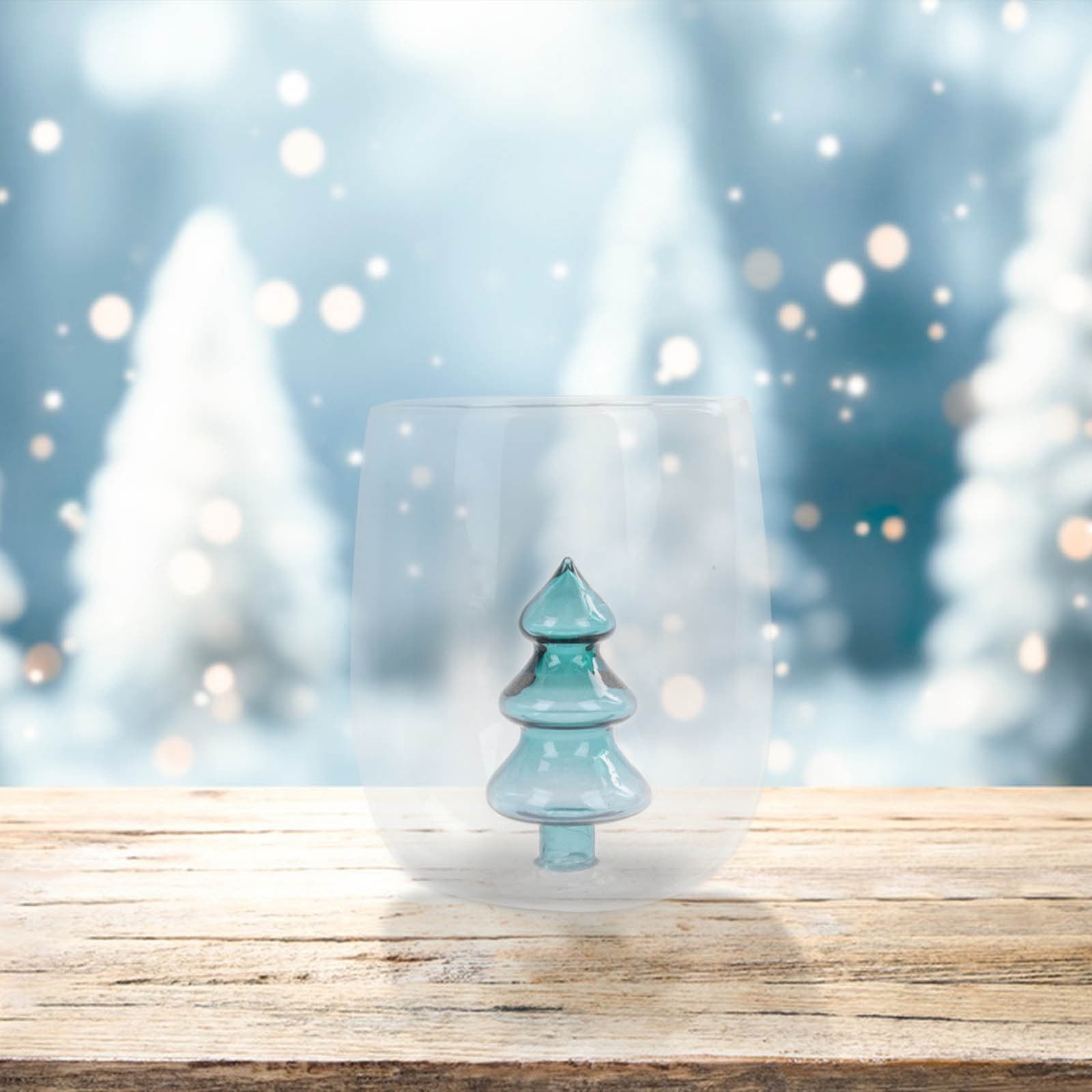 3D Drinking Glass Cup With Christmas Tree Figurine Inside Stemless ...