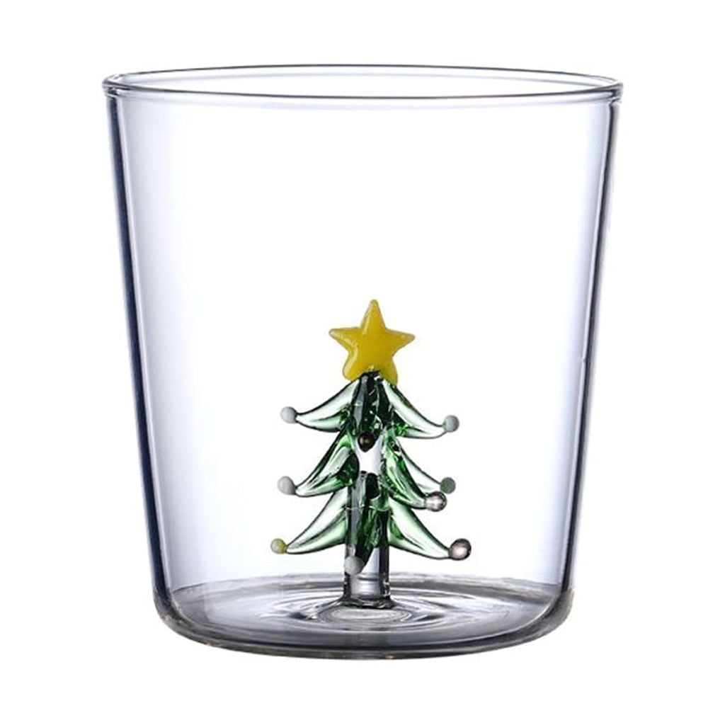 3D Drinking Glass Cup with Christmas Tree Figurine Inside Stemless ...