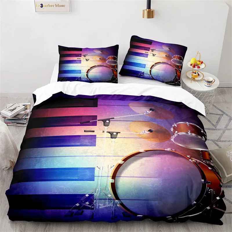 3D Drum Kit Duvet Cover Microfiber Rock Music Theme Classic Musical ...