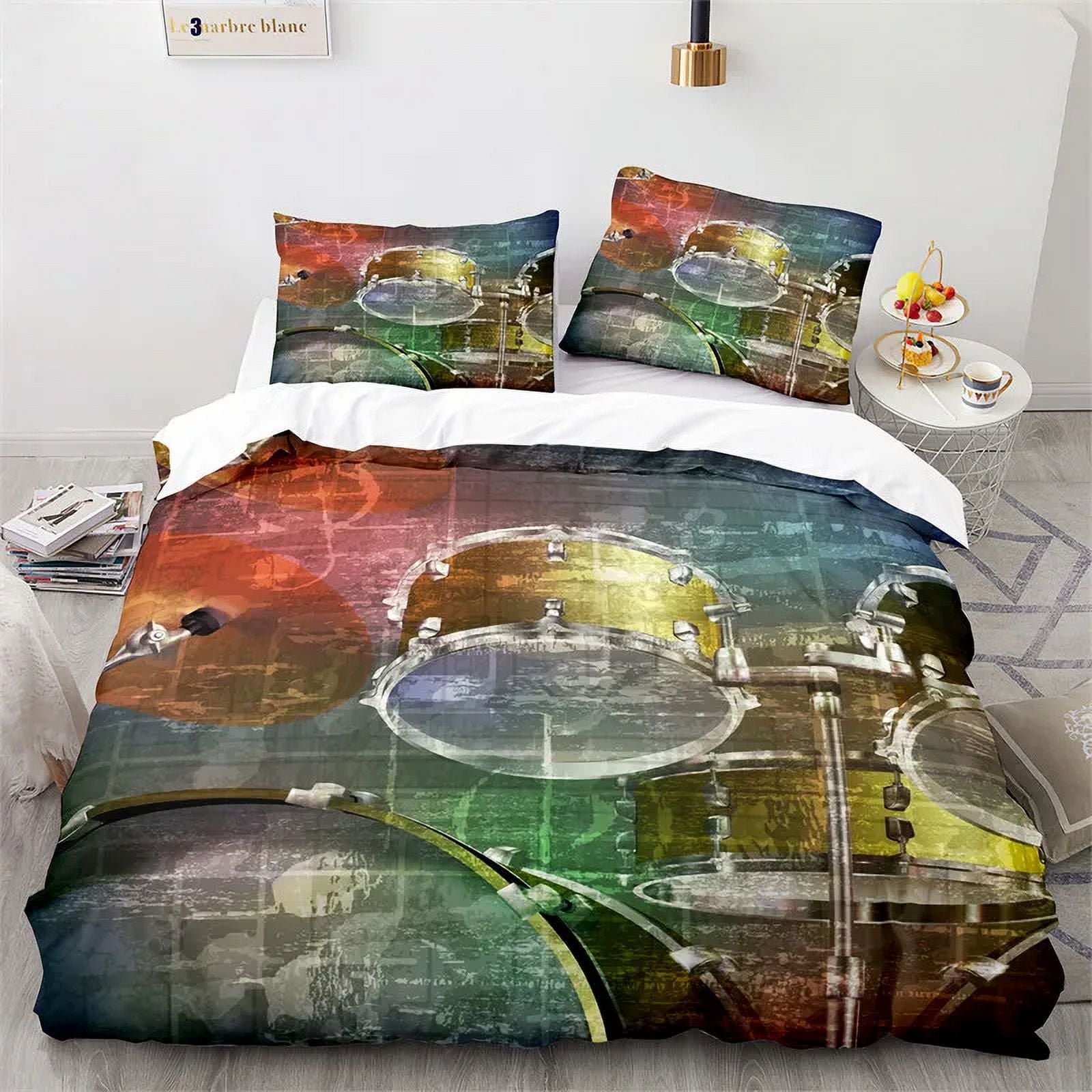3D Drum Kit Duvet Cover Microfiber Rock Music Theme Classic Musical ...