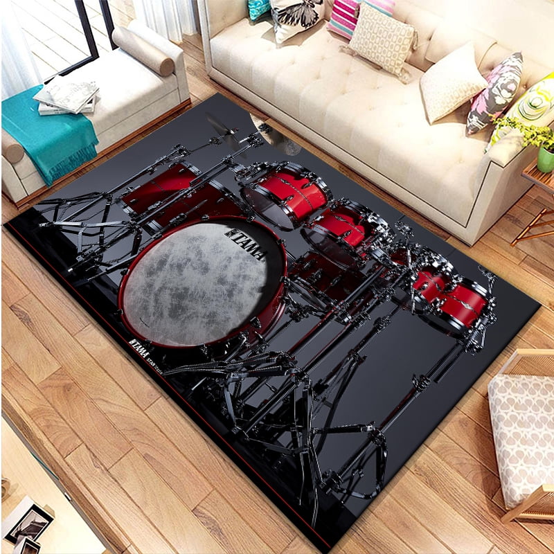3D Drum Kit Music Instruments Area Large Carpet Musical Rock Rug for ...