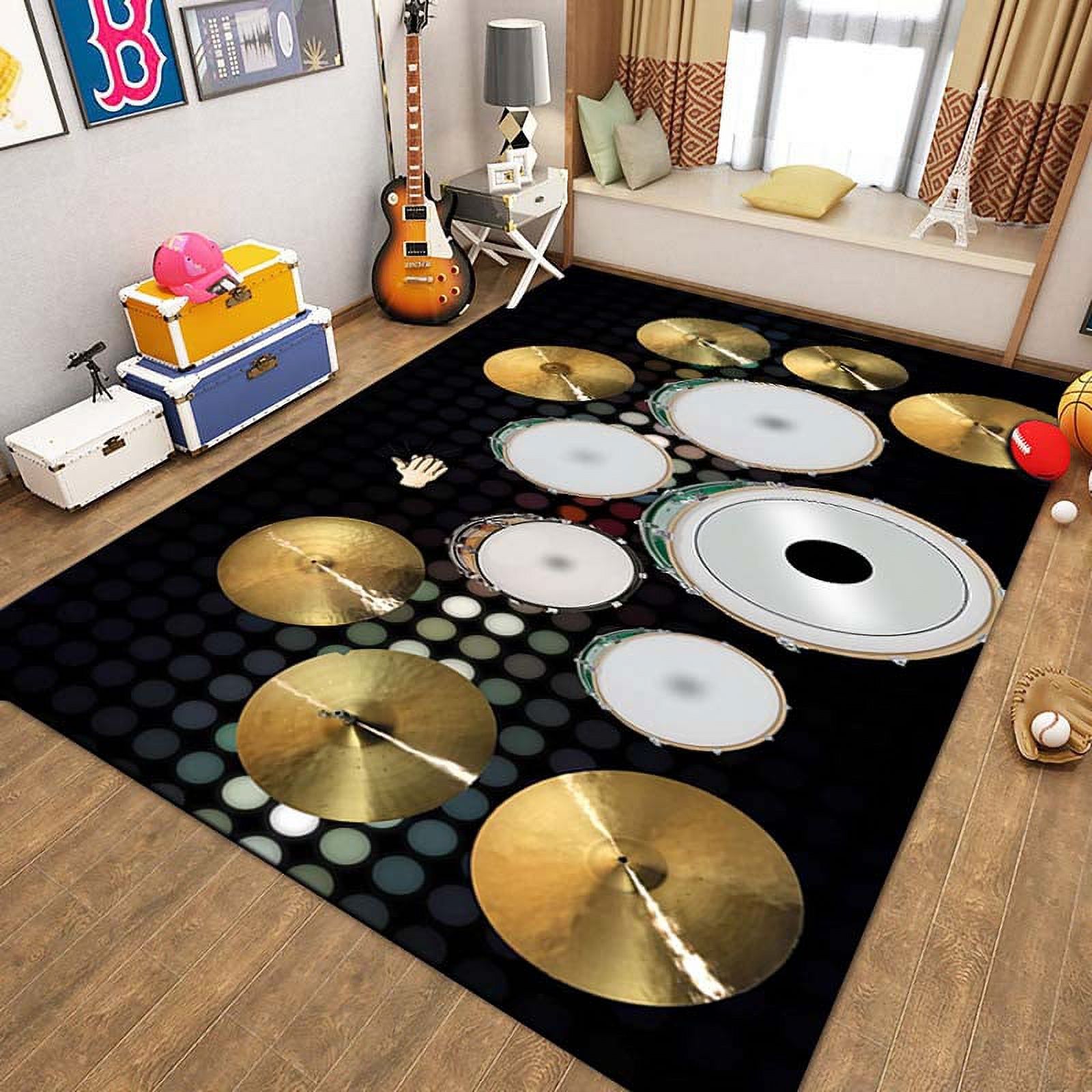 3D Drum Kit Music Instruments Area Large Carpet Musical Rock Rug for ...