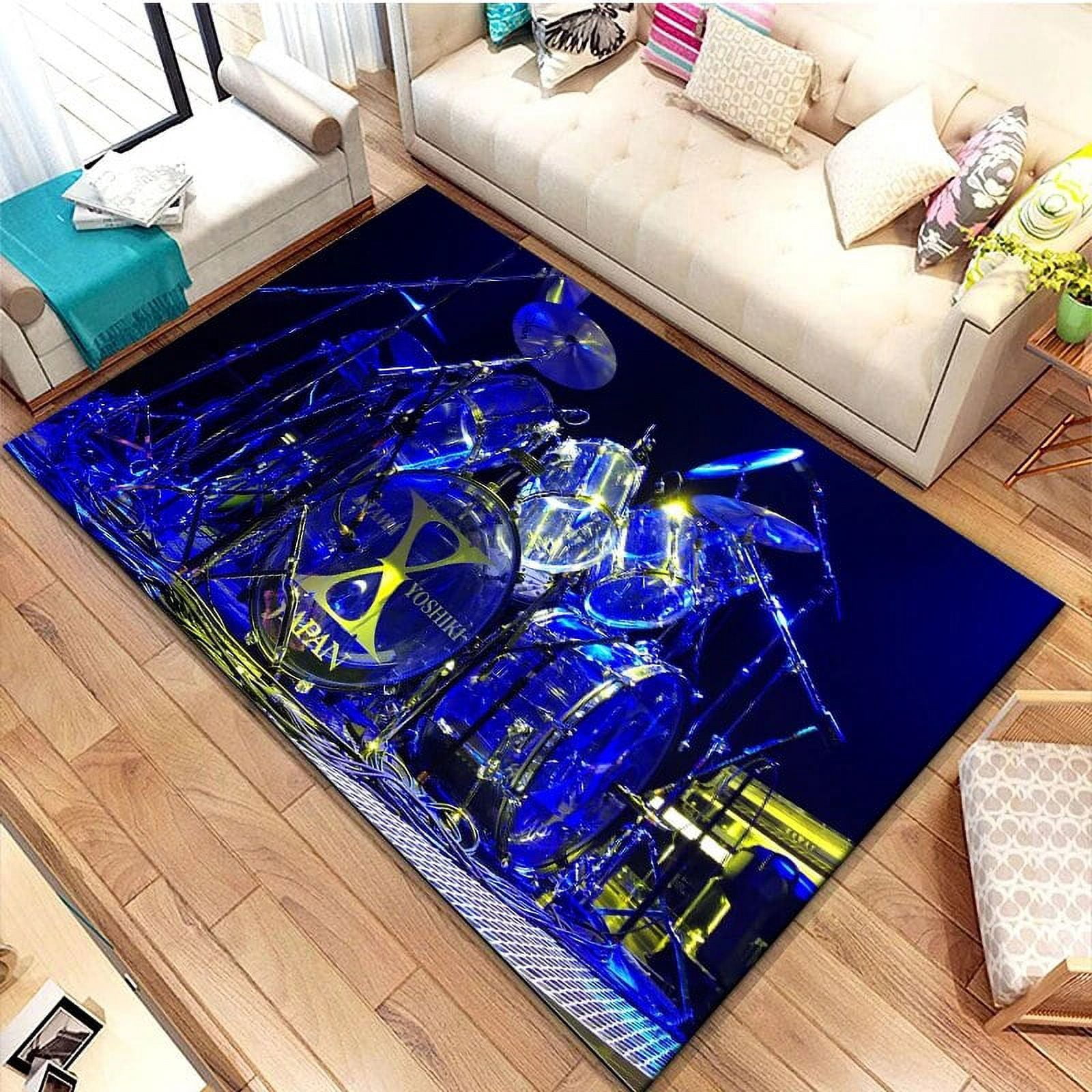 3D Drum Kit Music Instruments Area Large Carpet Musical Rock Rug for ...