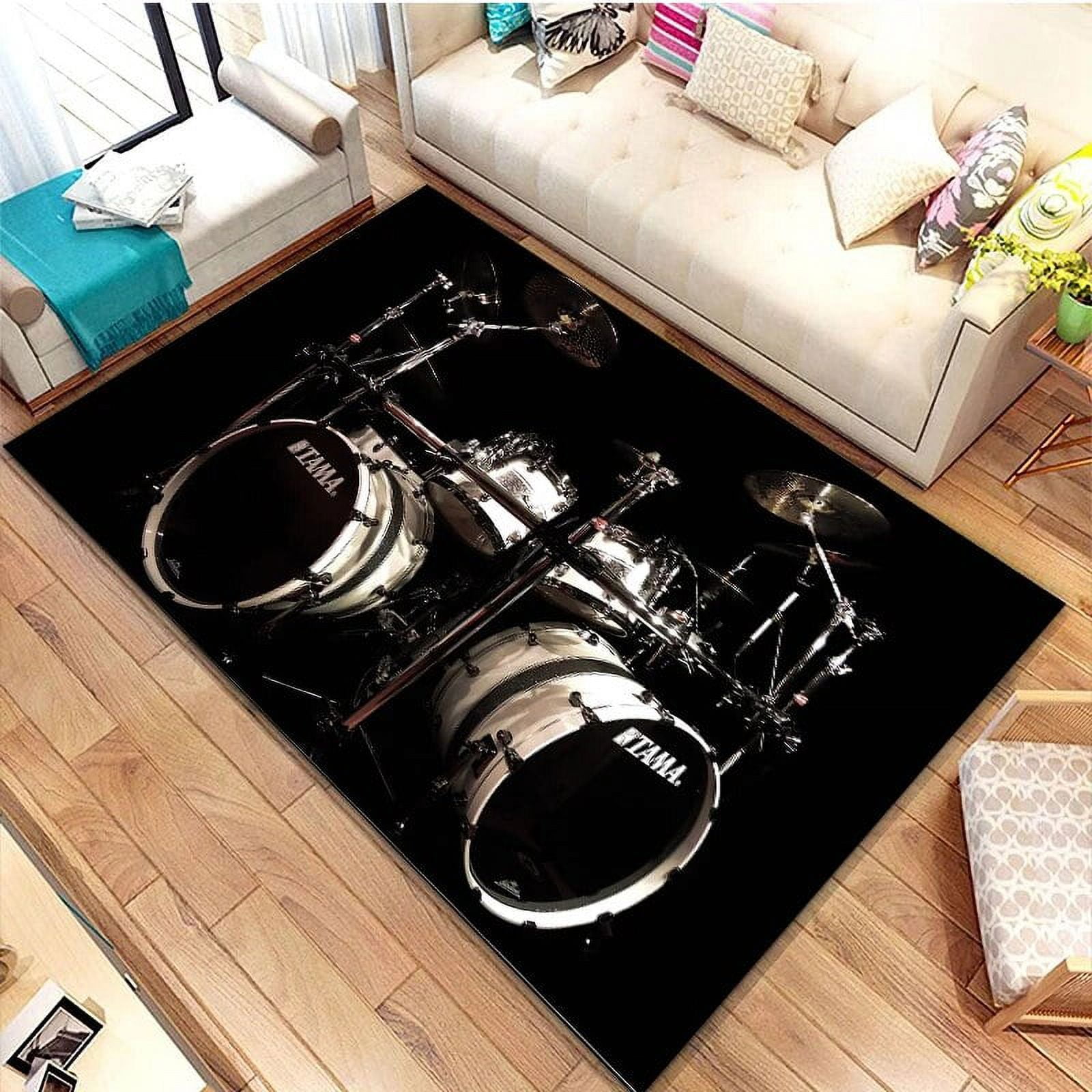 3D Drum Kit Music Instruments Area Large Carpet Musical Rock Rug for ...