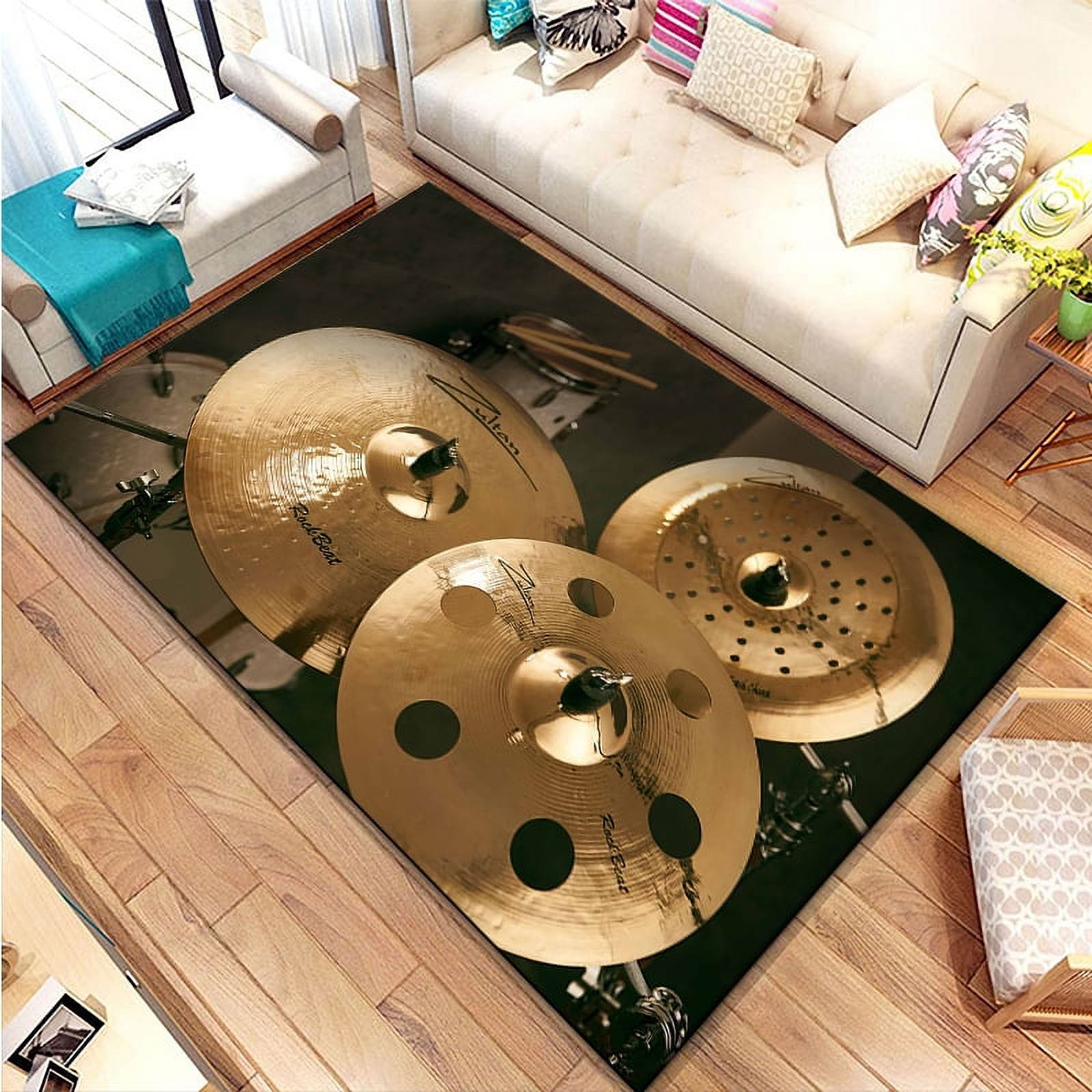 3D Drum Kit Music Instruments Area Large Carpet Musical Rock Rug for ...