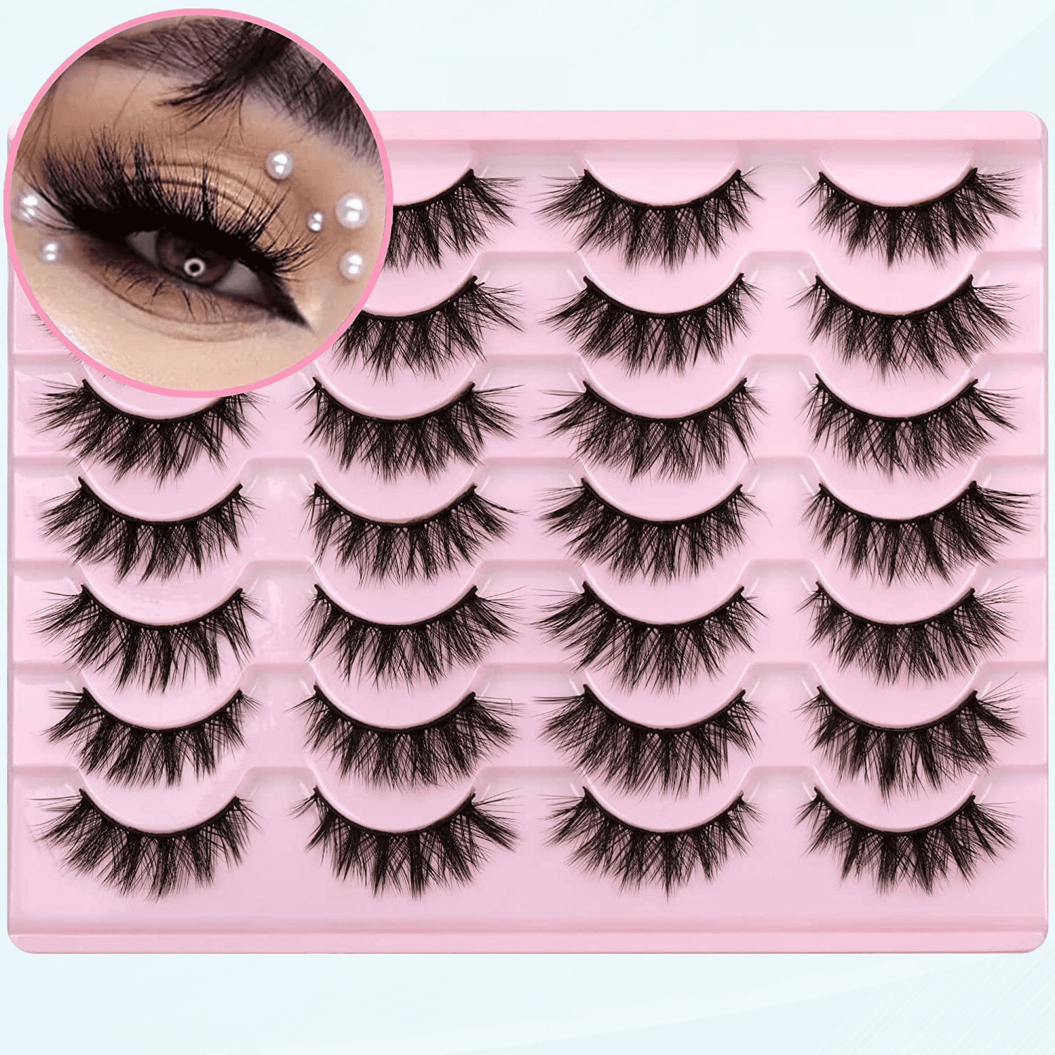 3D Dubai Lashes Natural Faux Mink Eyelashes Manga Cat Eye Wispy Fluffy ...