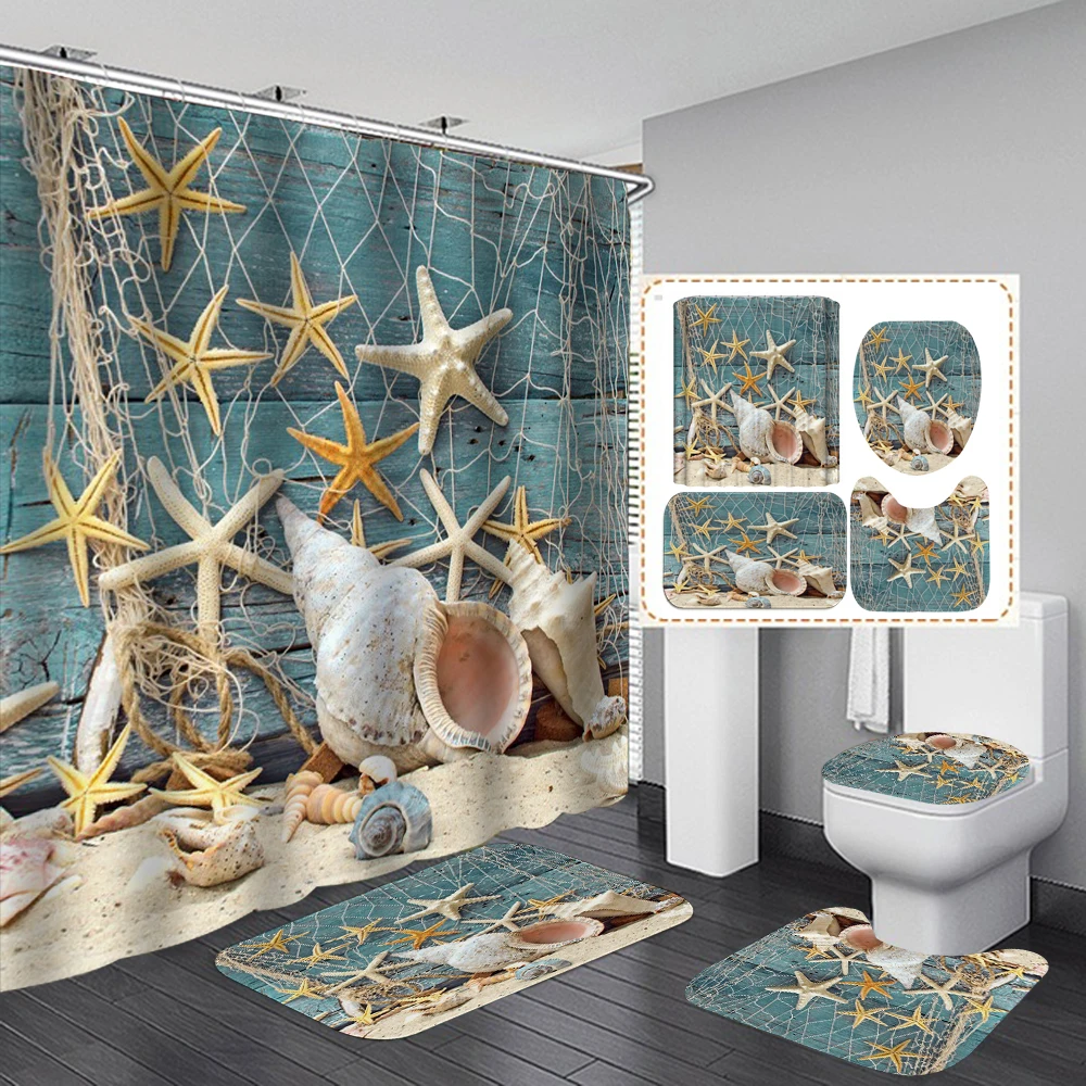 3D Dusk Beach Coconut Tree Waterproof Shower Curtains Purple Polyester ...