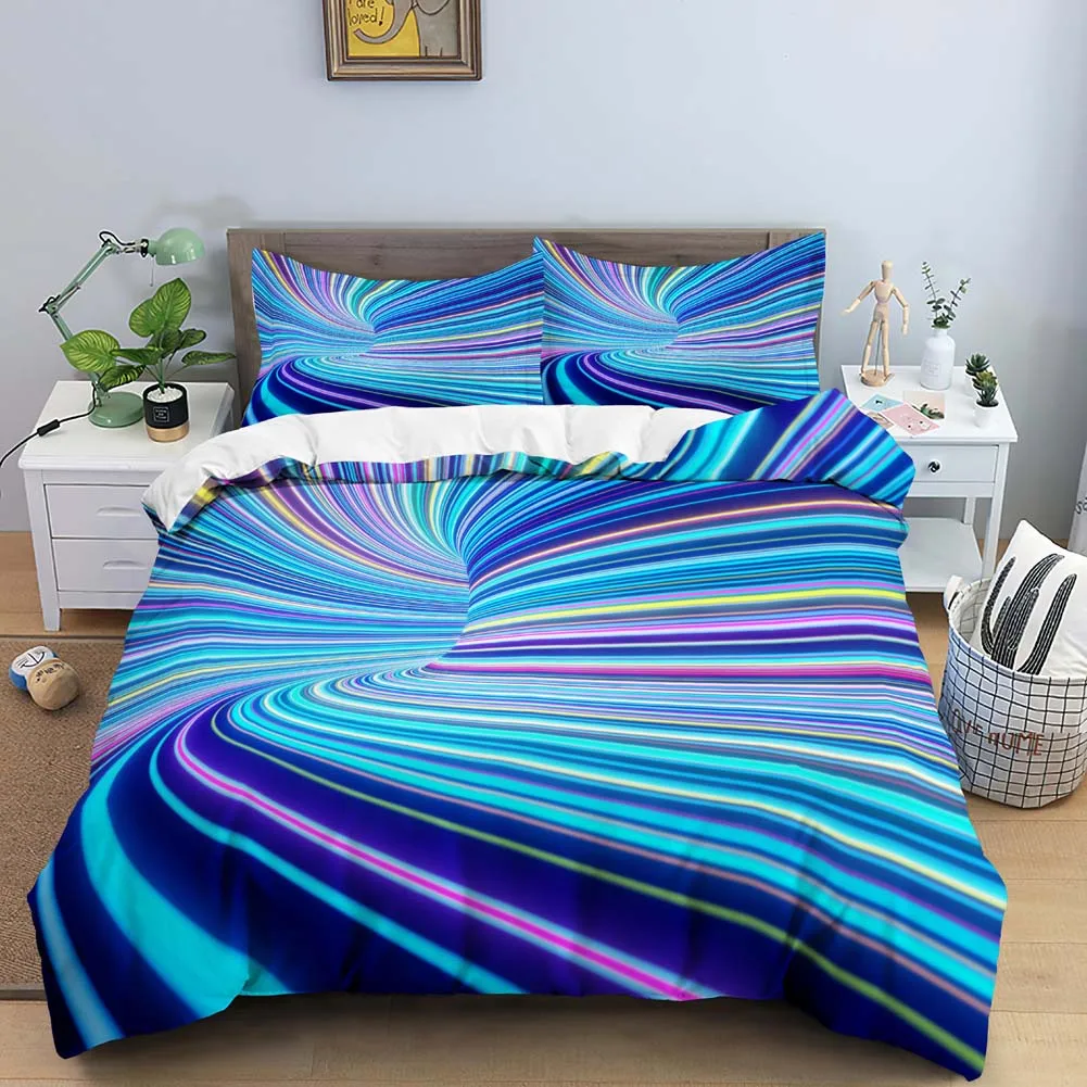 3D Duvet Cover Psychedelic Abstract Double Bedding Set 2/3pcs Quilt ...