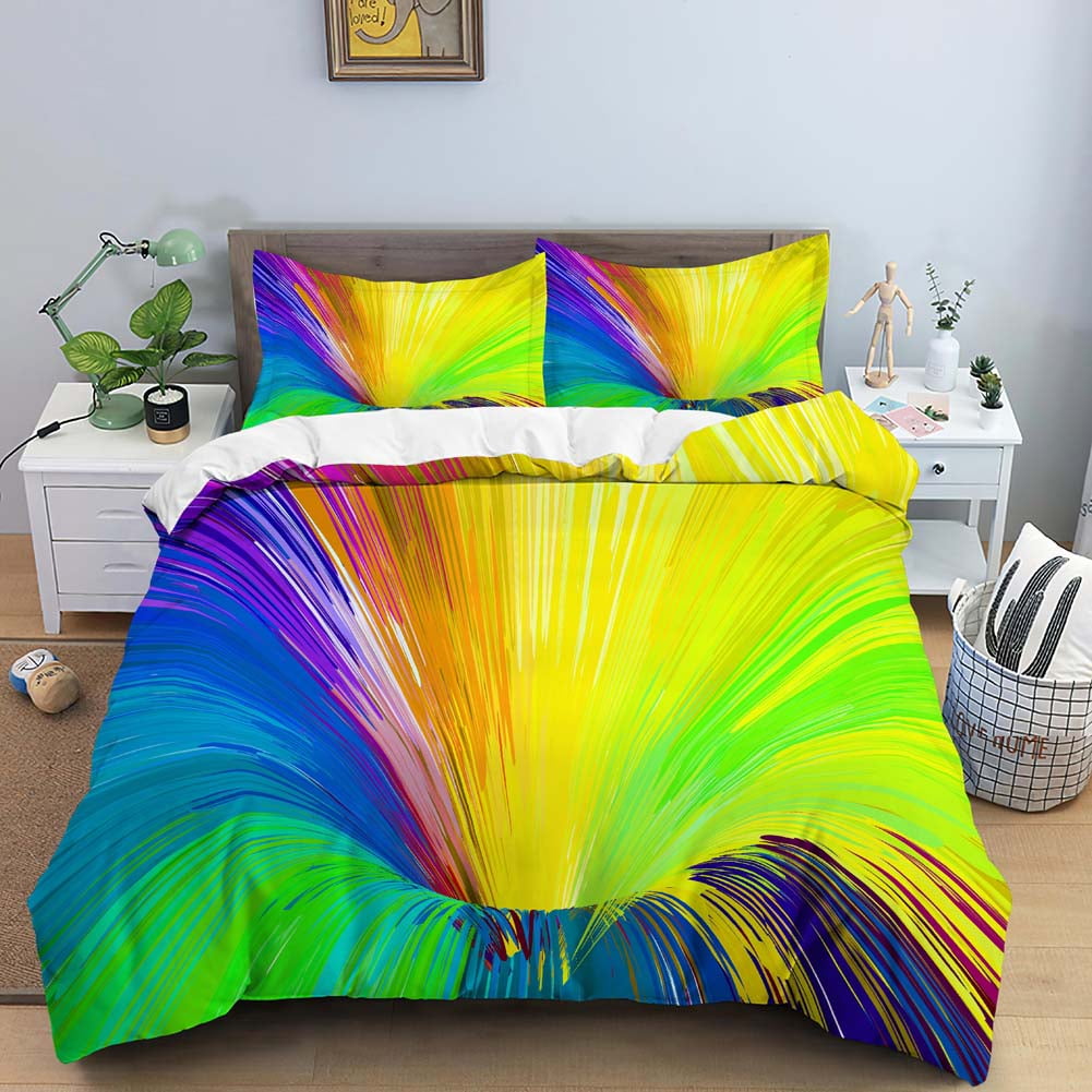 3D Duvet Cover Psychedelic Abstract Double Bedding Set 3pcs Quilt Cover ...