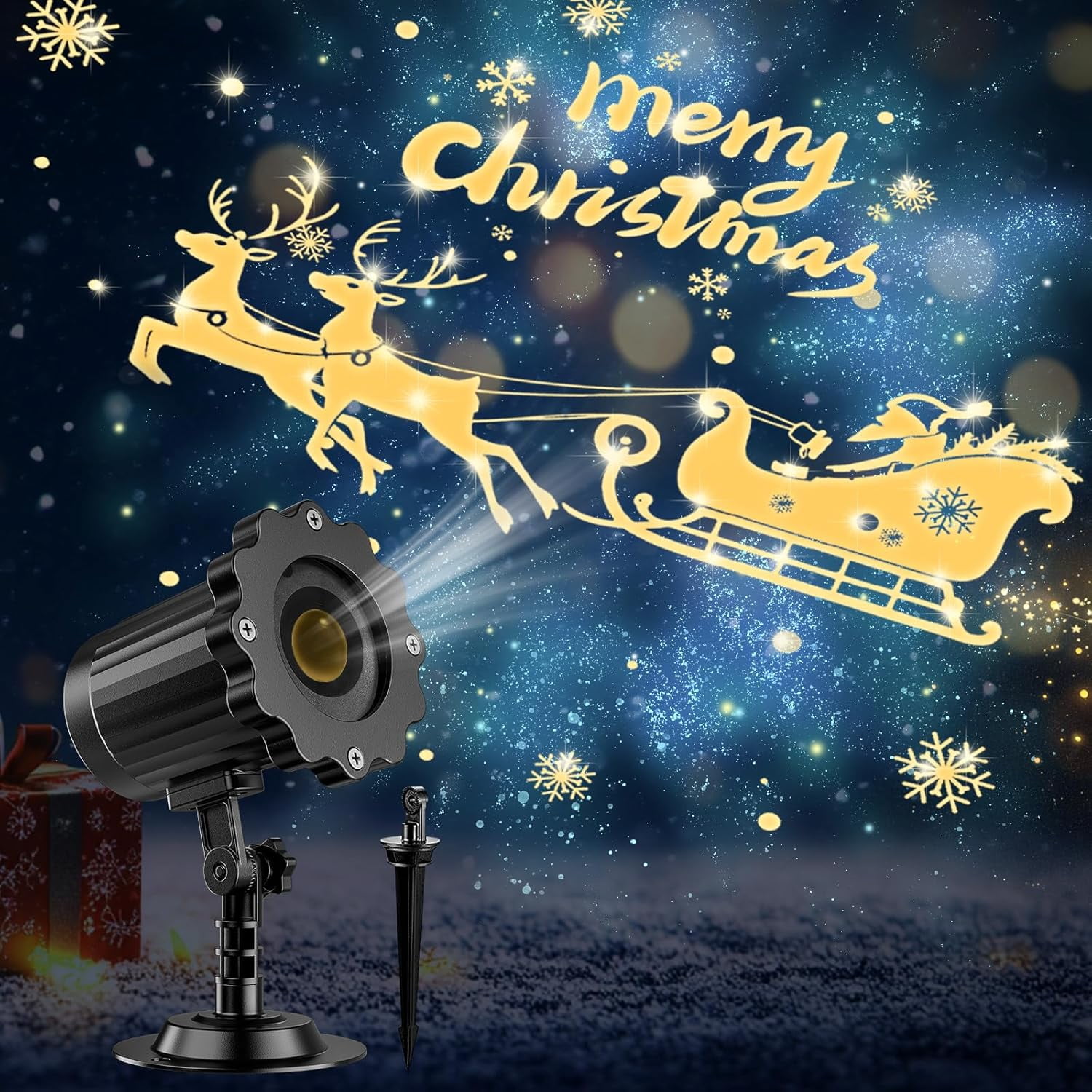 3D Dynamic Christmas Projector Lights Outdoor Indoor-2025 Upgrade Santa ...