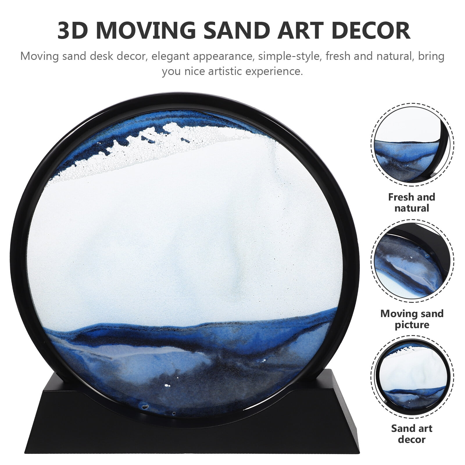 3D Dynamic Sand Art Liquid Motion, Moving Sand Art Picture Round Glass ...