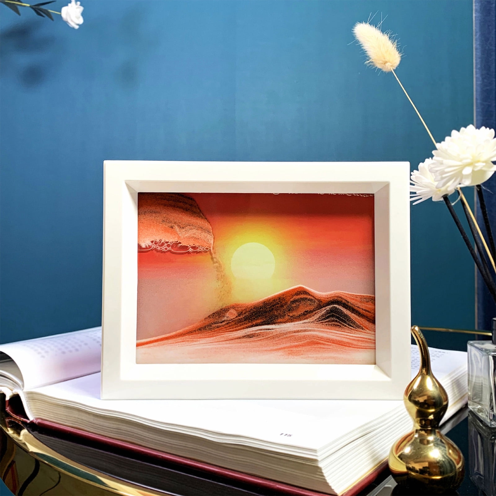 3D Dynamic Sand Art Liquid Motion, Moving Sand Art Picture Round Glass ...