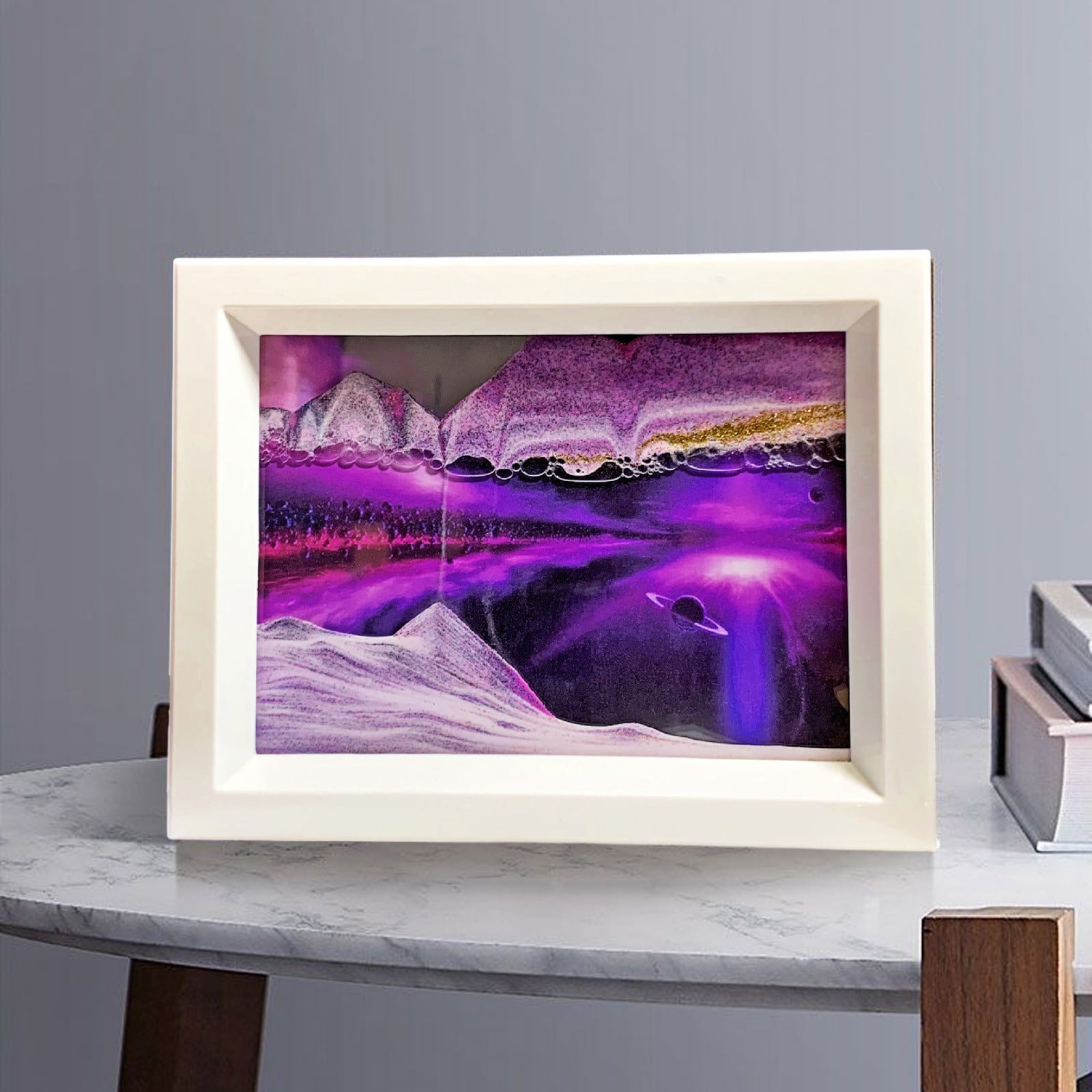 3D Dynamic Sand Art Liquid Motion, Moving Sand Art Picture Round Glass ...