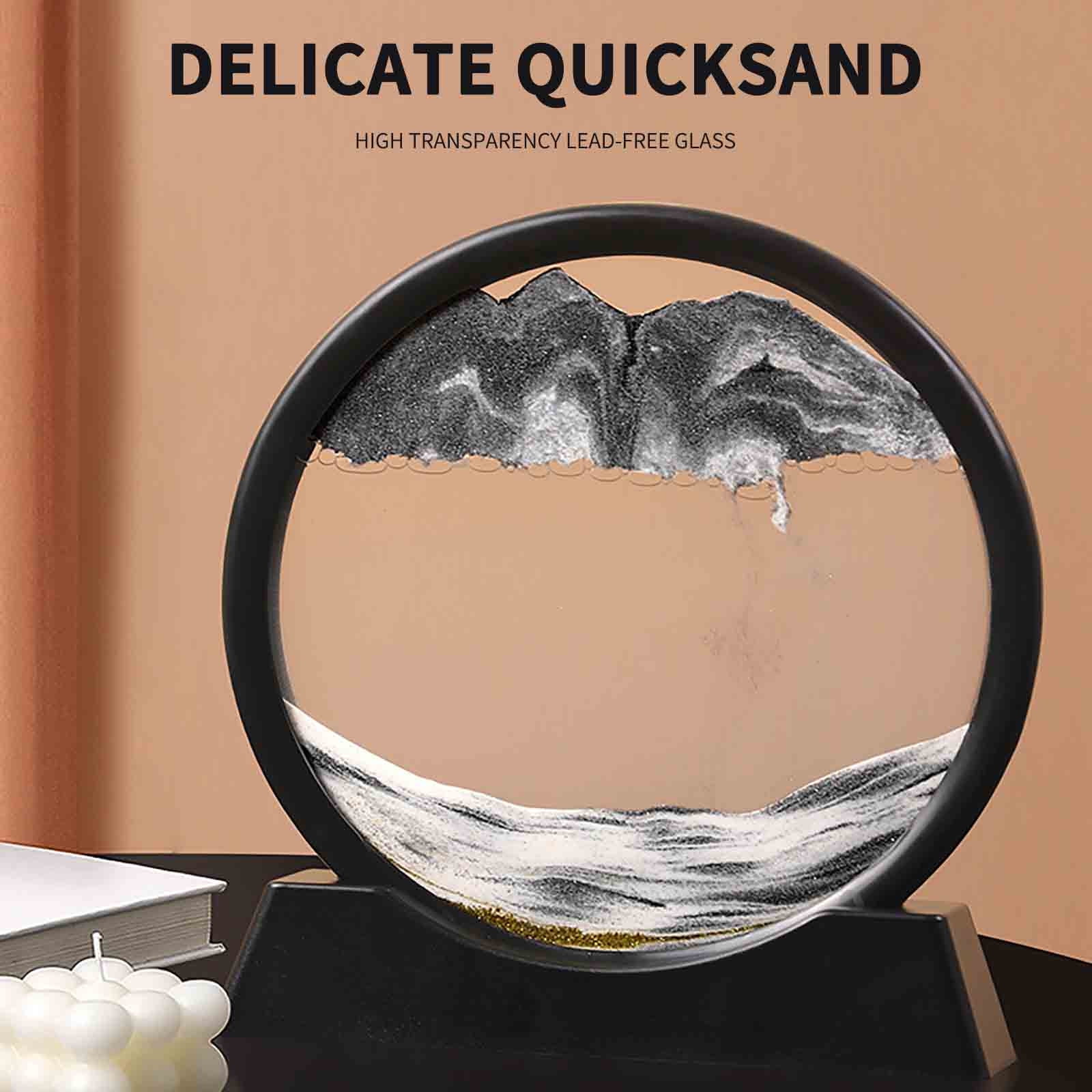 3D Dynamic Sand Art Table Top Oranemnt - Round Glass 3D Sandscape ...