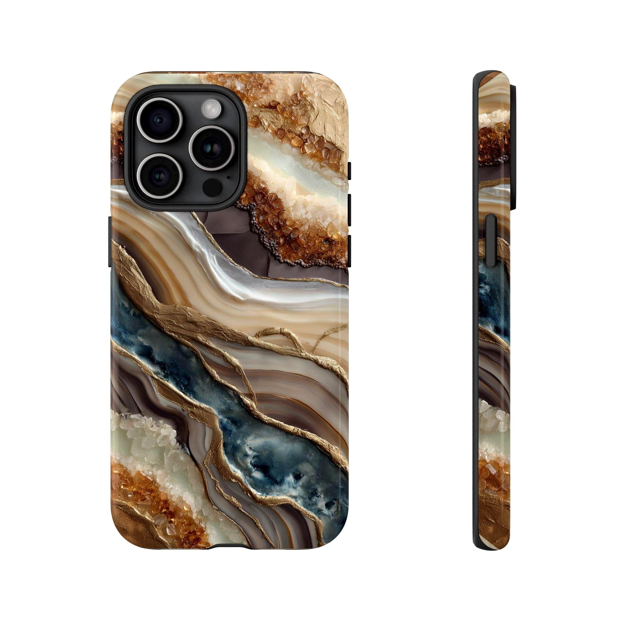 3D Earth Agate Stone Phone Case Luxury Geode Mineral iPhone 17 11 12 13 ...
