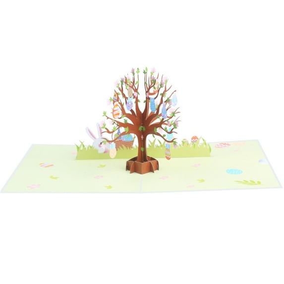 3D Easter Egg Tree Rabbit Greeting Card Set Spring Season Invitation ...