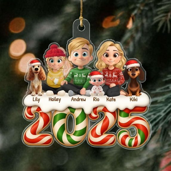 3D Effect Cartoon Gingerbread, Personalized Family Christmas Ornament Gift, Custom Photo Couple ...