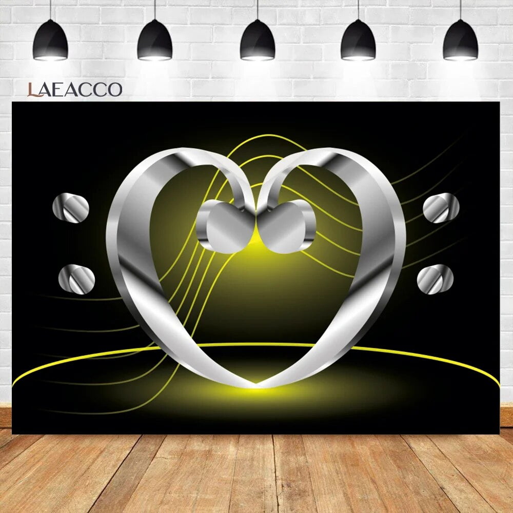 3D Effect Love Heart Music Notes Stave Photocall Background Wall Baby ...