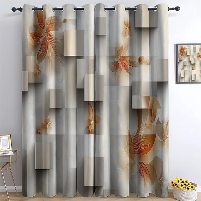 3D Effect Sculpture Flower Blackout Curtains for Girls Boy Home Decor ...