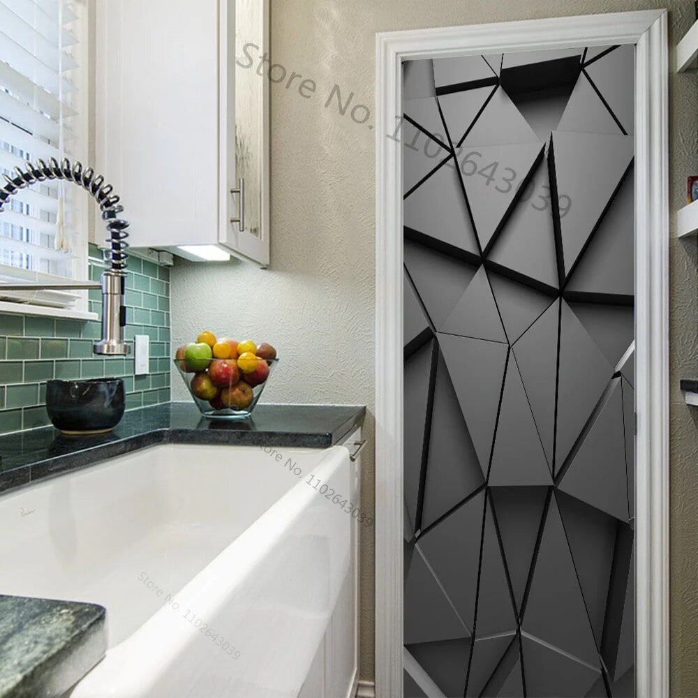 3D Effect Simulation Door Stickers Film Paste Refrigerator Wall Bedroom ...