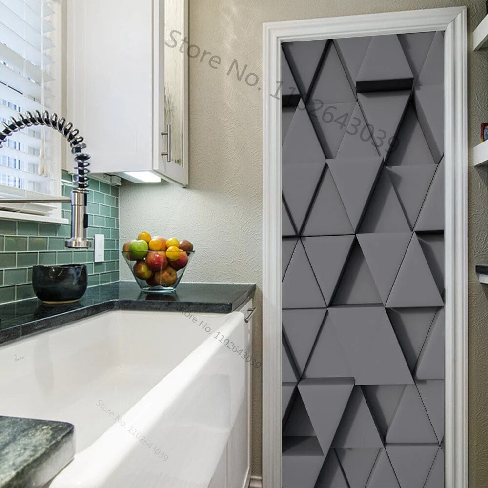 3D Effect Simulation Door Stickers Film Paste Refrigerator Wall Bedroom ...