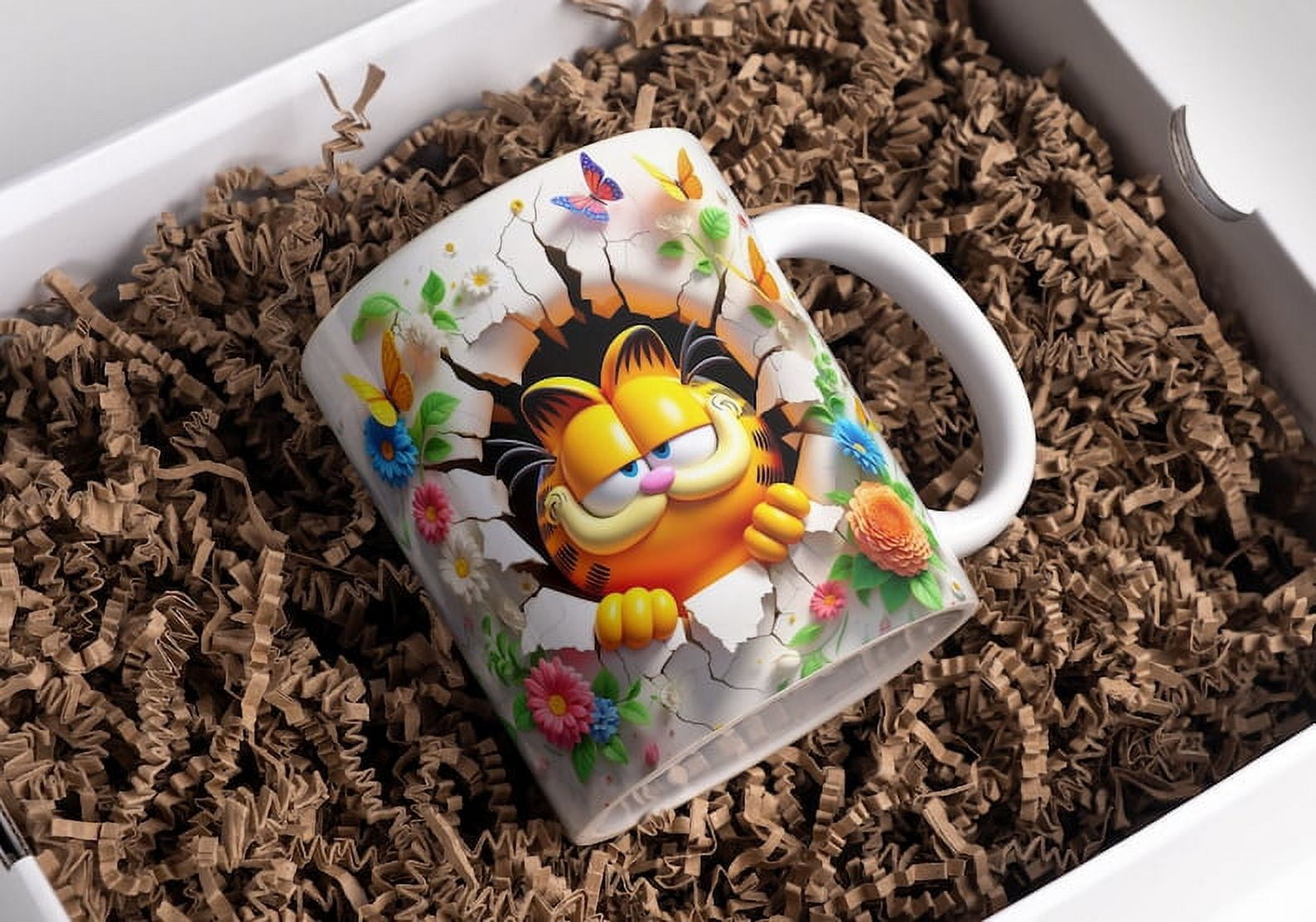 3D Effect Spring Theme Classic Cartoons Garfield Cat Mug - Walmart.com