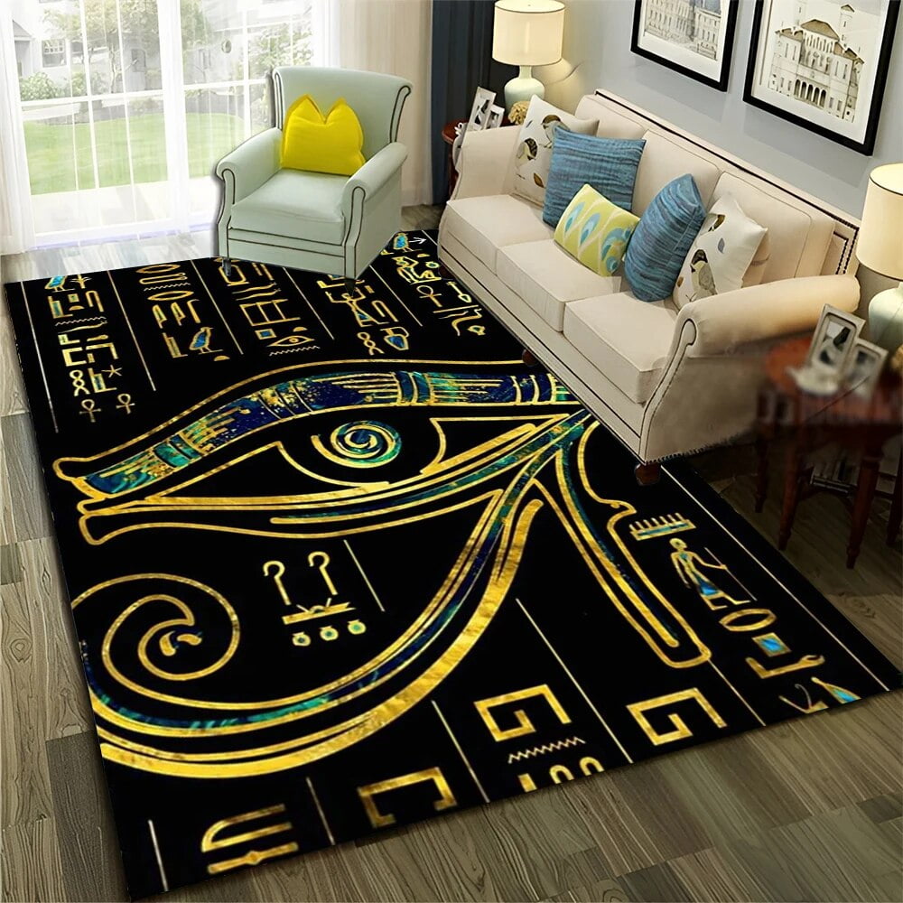3D Egyptian Pharaoh Hieroglyphics Carpet Rug for Home Living Room ...
