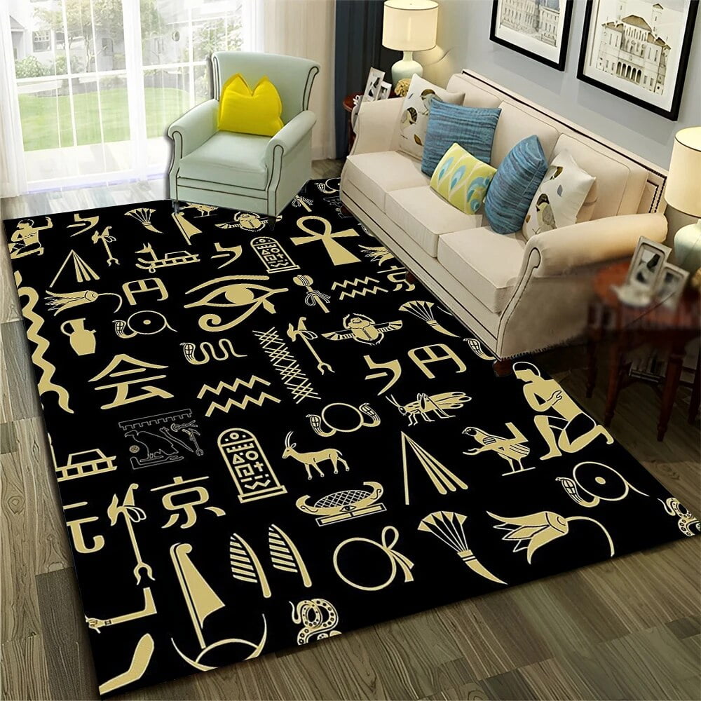 3D Egyptian Pharaoh Hieroglyphics Carpet Rug for Home Living Room ...