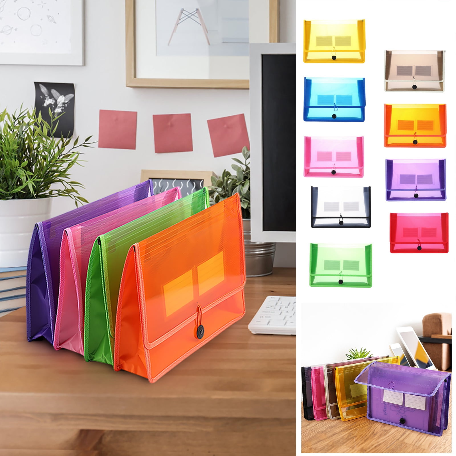 3D Elastic File Bag - Lightweight Portable Plastic Document Organizer ...