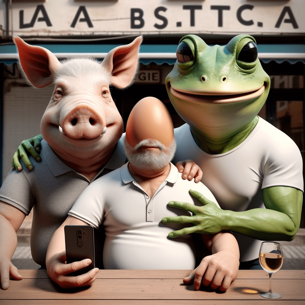 3D Elderly Pig, Frog-faced Man, and Egg-faced Man at LA BISTECA Toy ...