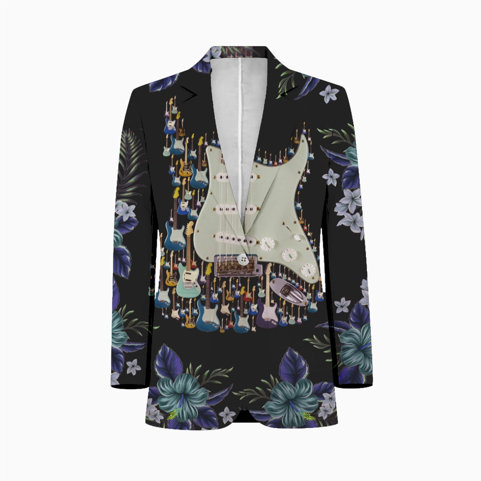 3D Electric Guitar Mens Suits Shawl Collar Slim Fit Suit Mens Groom ...