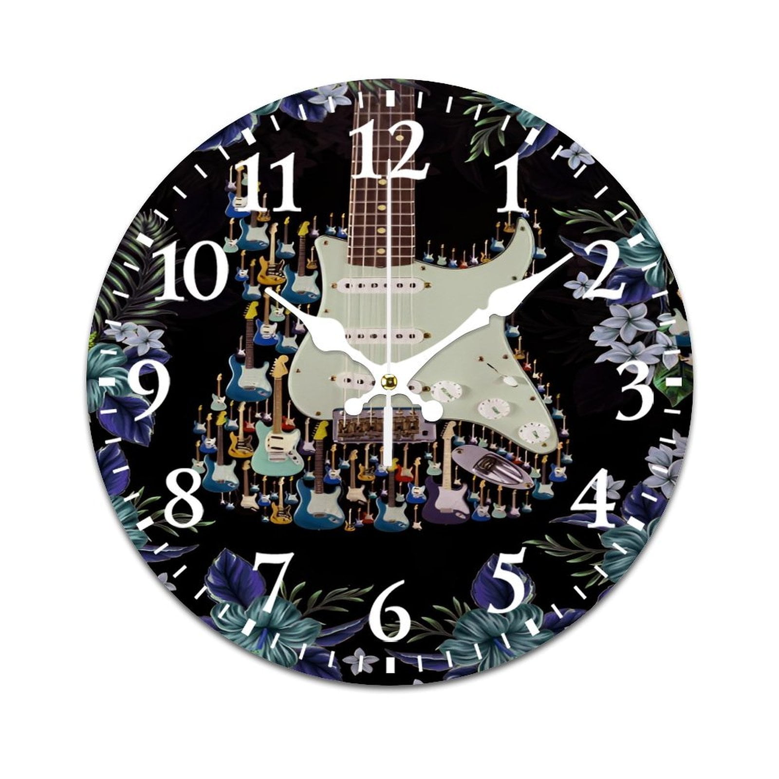 3D Electric Guitar Wall Clock Modern Design Clocks Wall Hanging Home ...