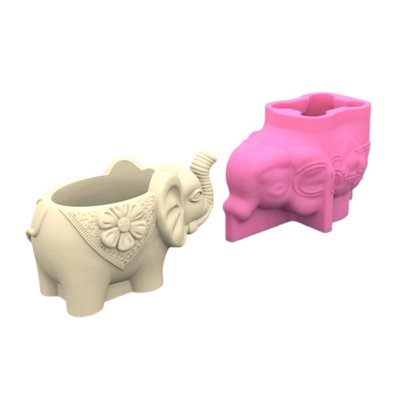 3D Elephant Silicone Mould for Flower Pots Vase Mold Concrete Cement ...