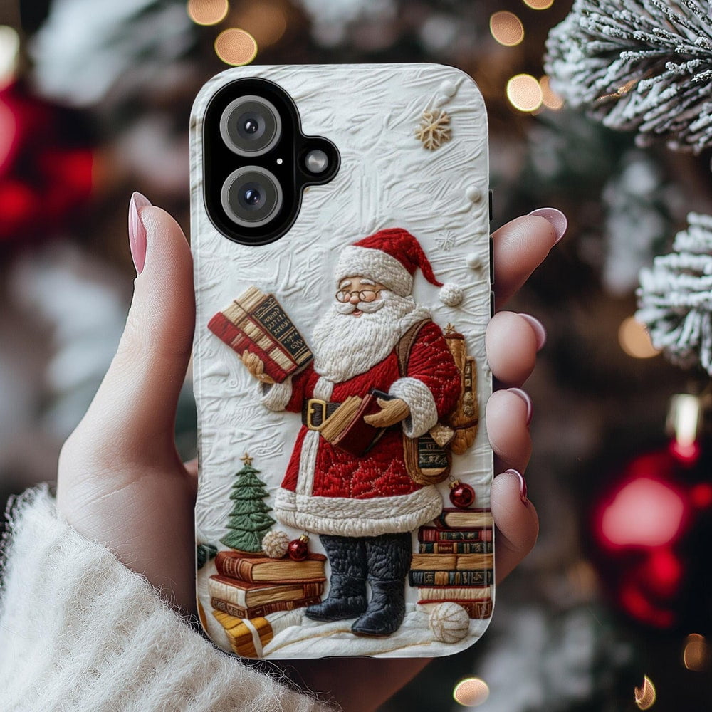 3D Embroidered Holiday Books Winter Festive Phone Case with iPhone 17 ...