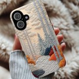 3D Embroidered Look with a Raised Forest and Winter Landscape Scene ...